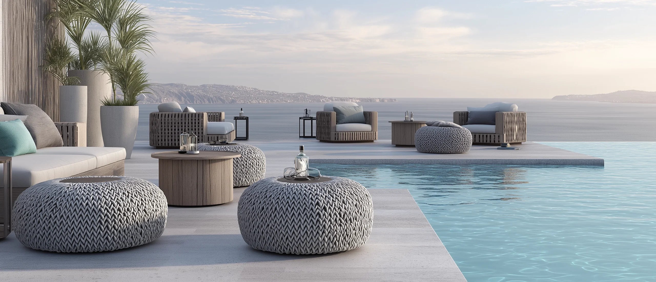 Waterproof Outdoor Pouf Ideas for Modern Poolside Style